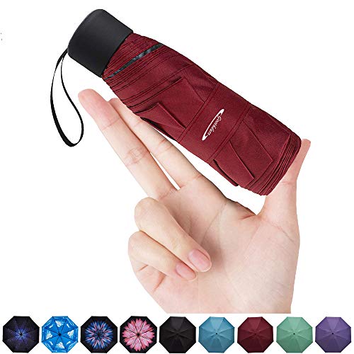 Goothdurs Mini Travel Compact Windproof Umbrella - Small Folding Lightweight Sun & Rain Umbrellas with 95% UV Protection for Women Men