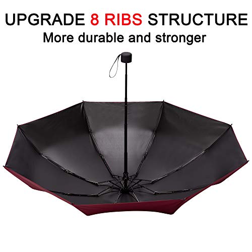 Goothdurs Mini Travel Compact Windproof Umbrella - Small Folding Lightweight Sun & Rain Umbrellas with 95% UV Protection for Women Men