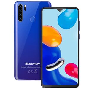 blackview unlocked cell phone, a80plus android phone, 4gb+64gb/sd 128gb expandable smartphone, 4g dual sim unlocked cell phones, 4680mah battery, 6.49" hd+nfc/otg/face id/fingerprint unlock phone