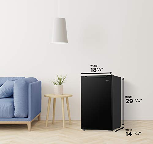 Danby DAR032B1BM 3.2 Cu.Ft. Mini Fridge In Black - Free-Standing All Fridge For Bedroom, Living Room, Kitchen, Dorm