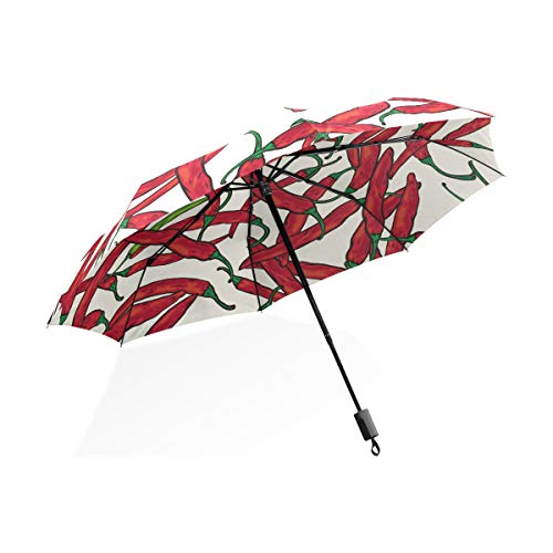 Kids Umbrella For Travel Abstract Seamless Red Hot Chili Windproof Umbrella Windproof Travel Rain & Wind Resistant Compact And Lightweight For Business And Travels