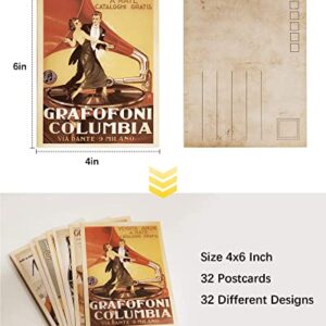 Fancyoung 32 PCS 1 Set Vintage Retro Old Poster Postcard Greeting Cards Souvenir Gifts for Worth Collecting