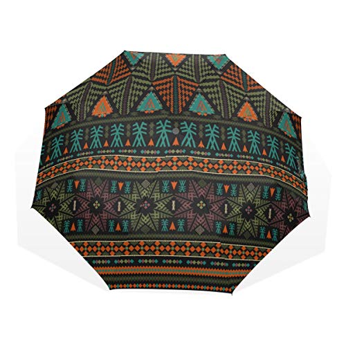 Compact Kids Umbrella Ethnic Traditional Geometric Windproof Fun Compact Umbrella Rain & Wind Resistant Compact And Lightweight For Business And Travels