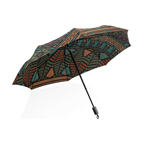 Compact Kids Umbrella Ethnic Traditional Geometric Windproof Fun Compact Umbrella Rain & Wind Resistant Compact And Lightweight For Business And Travels