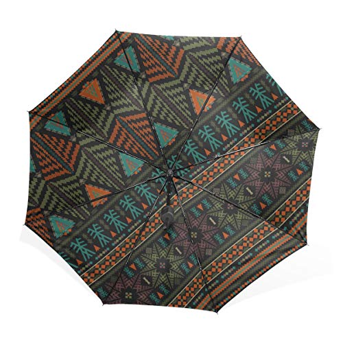 Compact Kids Umbrella Ethnic Traditional Geometric Windproof Fun Compact Umbrella Rain & Wind Resistant Compact And Lightweight For Business And Travels