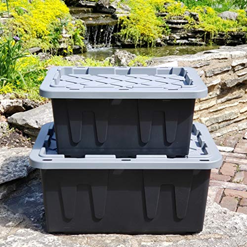 ECOstorage 4427EBKDC.02 Box Tough Recycled Plastic Storage Container, 27 Gallon, Black, 2 Count