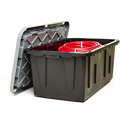 ECOstorage 4427EBKDC.02 Box Tough Recycled Plastic Storage Container, 27 Gallon, Black, 2 Count