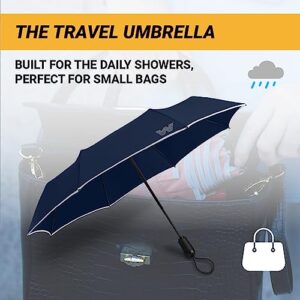 Weatherman Travel Umbrella - Windproof Compact Umbrella - Strong and Resists Up to 45 MPH Winds and Heavy Rain - Great Mini Umbrella For Backpack (Black)