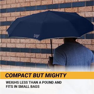 Weatherman Travel Umbrella - Windproof Compact Umbrella - Strong and Resists Up to 45 MPH Winds and Heavy Rain - Great Mini Umbrella For Backpack (Black)