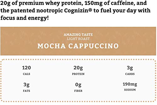 ICON Meals Protein Coffee, Premium Whey Protein, 150mg of Caffeine, Nootropic Blend, Gluten-Free & Non-GMO, Energy and Focus, Keto Friendly, Low Carb, High Protein (Mocha Cappuccino)