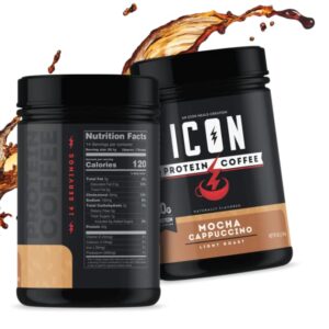 ICON Meals Protein Coffee, Premium Whey Protein, 150mg of Caffeine, Nootropic Blend, Gluten-Free & Non-GMO, Energy and Focus, Keto Friendly, Low Carb, High Protein (Mocha Cappuccino)