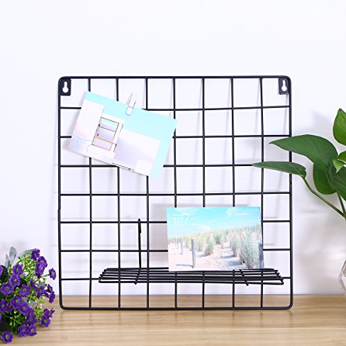 Black Wire Storage Basket Rack Straight Shelf for Grid Panel Display 25x10cm