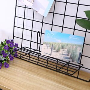 Black Wire Storage Basket Rack Straight Shelf for Grid Panel Display 25x10cm