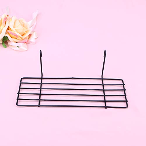 Black Wire Storage Basket Rack Straight Shelf for Grid Panel Display 25x10cm