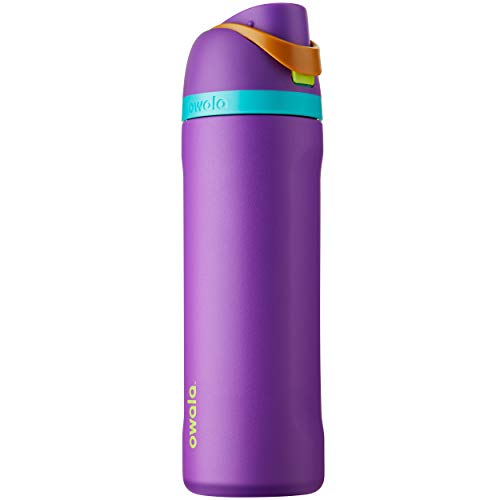 Owala FreeSip Insulated Stainless Steel Water Bottle with Straw for Sports and Travel, BPA-Free, 24-Ounce, Hint of Grape