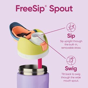 Owala FreeSip Insulated Stainless Steel Water Bottle with Straw for Sports and Travel, BPA-Free, 24-Ounce, Hint of Grape