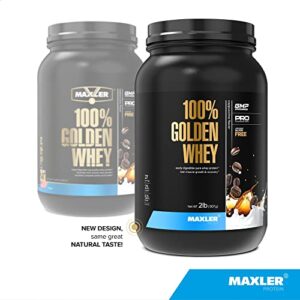 Maxler 100% Golden Whey Protein - 23g of Premium Whey Protein Powder per Serving - Pre, Post & Intra Workout Recovery - Fast-Absorbing Whey Hydrolysate, Isolate & Concentrate Blend - Cappuccino 2 lbs