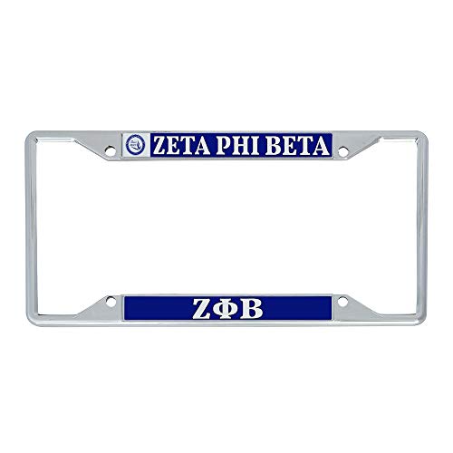 Zeta Phi Beta Sorority Crest Seal Metal License Plate Frame for Front or Back of Car Officially Licensed (Crest LP Frame)