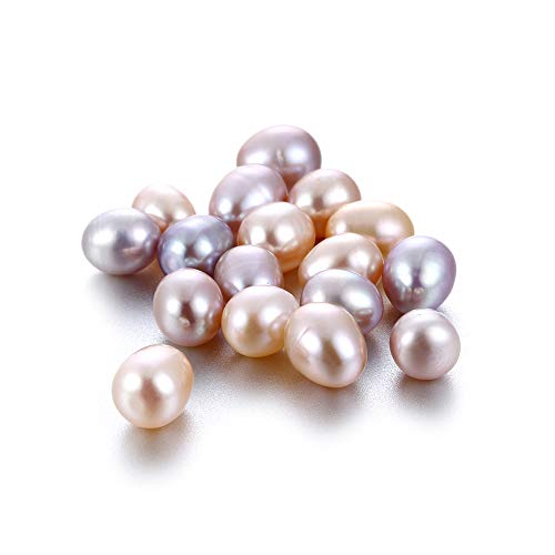 50Pcs Freshwater Cultured Pearl, Natural Oval Oyster Pearls Beads, Necklace Bracelet Earring Jewelry Making Supplies, Fun Gift for Women, Pearl Party, No Hole (Around 8mm)