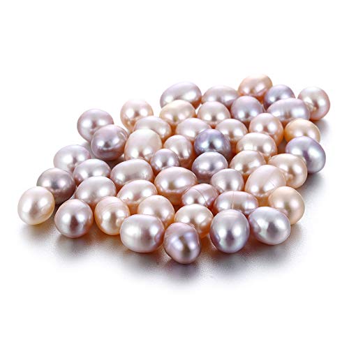 50Pcs Freshwater Cultured Pearl, Natural Oval Oyster Pearls Beads, Necklace Bracelet Earring Jewelry Making Supplies, Fun Gift for Women, Pearl Party, No Hole (Around 8mm)