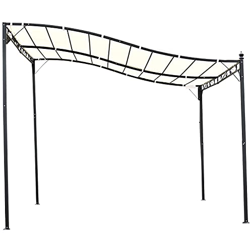 Outsunny 10' x 10' Steel Outdoor Pergola Gazebo Patio Canopy with Durable & Spacious Weather-Resistant Design, White