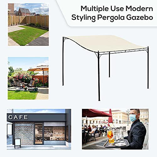 Outsunny 10' x 10' Steel Outdoor Pergola Gazebo Patio Canopy with Durable & Spacious Weather-Resistant Design, White