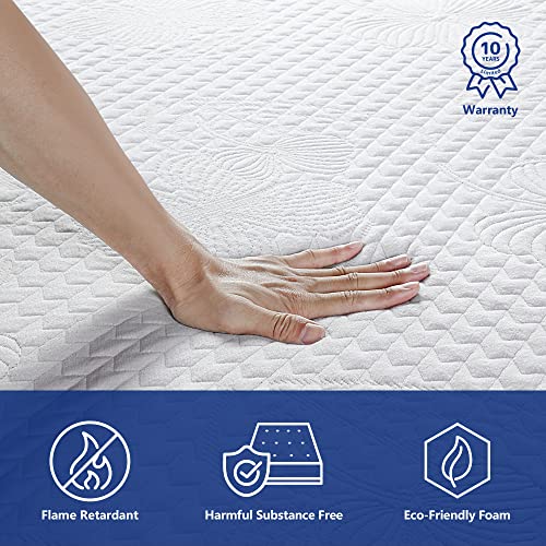 Olee Sleep 10 Inch Gel Infused Layer Top Memory Foam Mattress, Queen, Blue