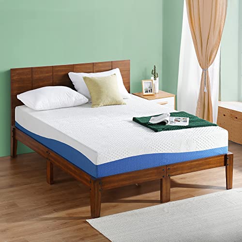 Olee Sleep 10 Inch Gel Infused Layer Top Memory Foam Mattress, Queen, Blue