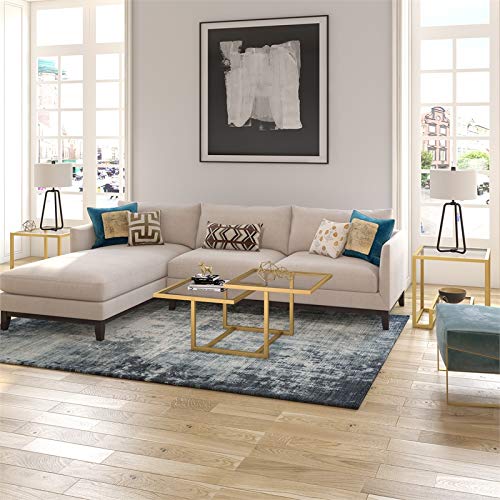 Henn&Hart 43" Wide Square Coffee Table in Brass, Modern coffee tables for living room, studio apartment essentials