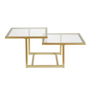 Henn&Hart 43" Wide Square Coffee Table in Brass, Modern coffee tables for living room, studio apartment essentials