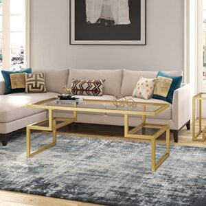 zander 45'' wide rectangular coffee table in brass