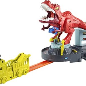 Hot Wheels T-Rex Rampage Track Set, Works City Sets, Toys for Boys Ages 5 to 10