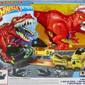 Hot Wheels T-Rex Rampage Track Set, Works City Sets, Toys for Boys Ages 5 to 10