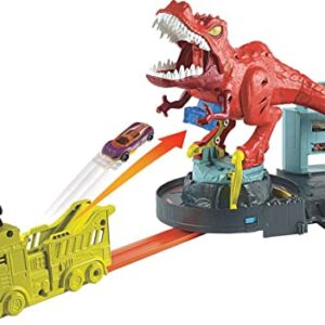 Hot Wheels T-Rex Rampage Track Set, Works City Sets, Toys for Boys Ages 5 to 10