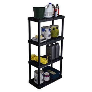 Gracious Living 4 Shelf Knect-A-Shelf Solid Light Duty Storage Unit 24 x 12 x 48 Organizer System for Home, Garage, Basement, and Laundry, Black