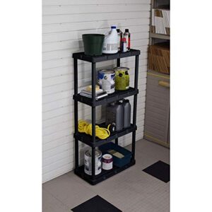 Gracious Living 4 Shelf Knect-A-Shelf Solid Light Duty Storage Unit 24 x 12 x 48 Organizer System for Home, Garage, Basement, and Laundry, Black