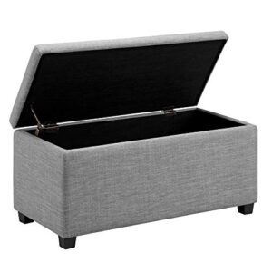 Amazon Basics Upholstered Rectangular Storage Ottoman and Entryway Bench, 35.5"W x 16.5"D x 17"H, Light Gray