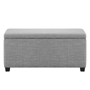 Amazon Basics Upholstered Rectangular Storage Ottoman and Entryway Bench, 35.5"W x 16.5"D x 17"H, Light Gray