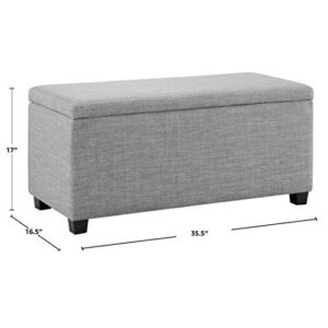 Amazon Basics Upholstered Rectangular Storage Ottoman and Entryway Bench, 35.5"W x 16.5"D x 17"H, Light Gray