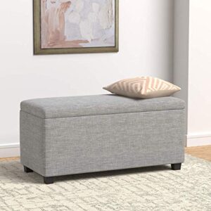 Amazon Basics Upholstered Rectangular Storage Ottoman and Entryway Bench, 35.5"W x 16.5"D x 17"H, Light Gray