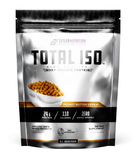 Cutler Nutrition Total ISO Whey Isolate Protein Powder: Best Tasting Whey Protein Shake Featuring 100% Whey Protein Isolate, Perfect Post Workout Protein Powder Mix, Peanut Butter Cereal, 2 Pounds