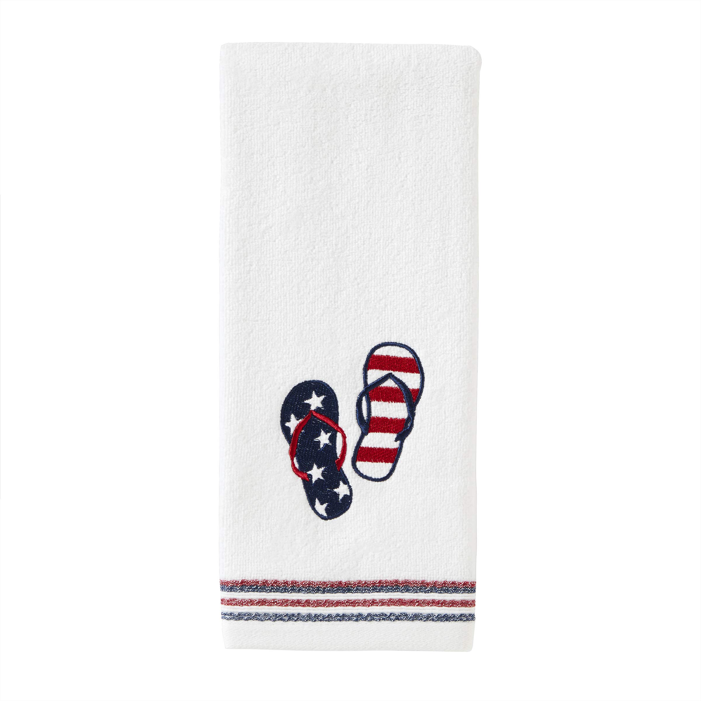 SKL Home Patriotic 4th of July Americana Flip Flops Hand Towel Set, (2-Pack), White 2 Pack