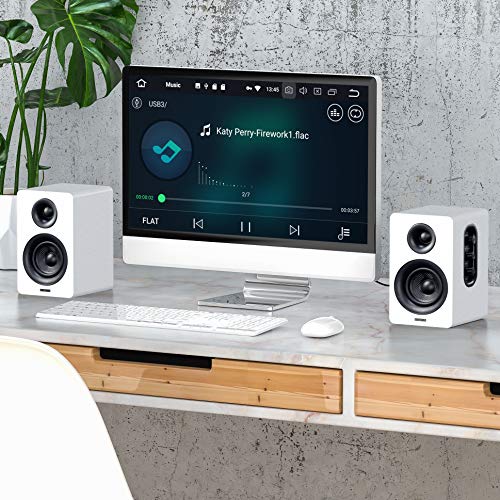 Sanyun SW208 3" Active Bluetooth 5.0 Bookshelf Speakers – 60W Carbon Fiber Speaker Unit - Built-in 24bit DAC - Dynamic 3D Surround Sound – 2.0 Computer PC Monitor Gaming Speakers (Pair, White)