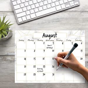 Dry Erase Monthly Calendar Planner Sticker Decal | Removable & Reusable | Magnetic Fine-Tip Marker Included (9 x 12 inches, Marble)