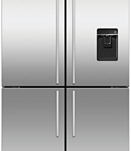 Fisher & Paykel Series 7 RF203QDUVX1 36 Inch Freestanding Counter Depth Quad Door Refrigerator Freezer with 18.9 Cu. Ft. Capacity, Ice Maker, Water Dispenser, Variable Temperature Zone, Touch Control