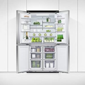 Fisher & Paykel Series 7 RF203QDUVX1 36 Inch Freestanding Counter Depth Quad Door Refrigerator Freezer with 18.9 Cu. Ft. Capacity, Ice Maker, Water Dispenser, Variable Temperature Zone, Touch Control