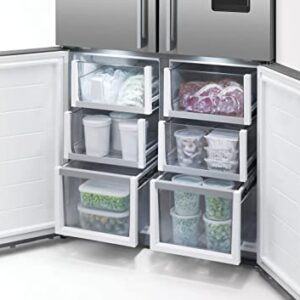 Fisher & Paykel Series 7 RF203QDUVX1 36 Inch Freestanding Counter Depth Quad Door Refrigerator Freezer with 18.9 Cu. Ft. Capacity, Ice Maker, Water Dispenser, Variable Temperature Zone, Touch Control