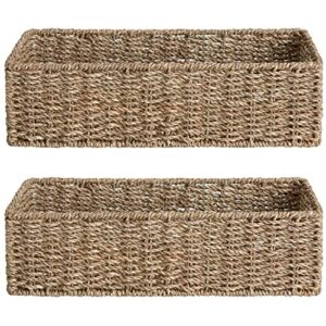 storageworks toilet basket tank topper, toilet paper basket for bathroom, seagrass storage basket for toilet tank top, bathroom wicker basket, 2 pack