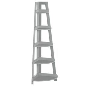 riverridge kids 5-tier corner ladder floor shelf, gray (02-187)