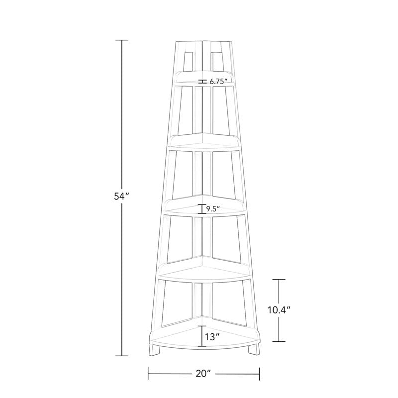 RiverRidge Kids 5-Tier Corner Ladder Floor Shelf, Gray (02-187)